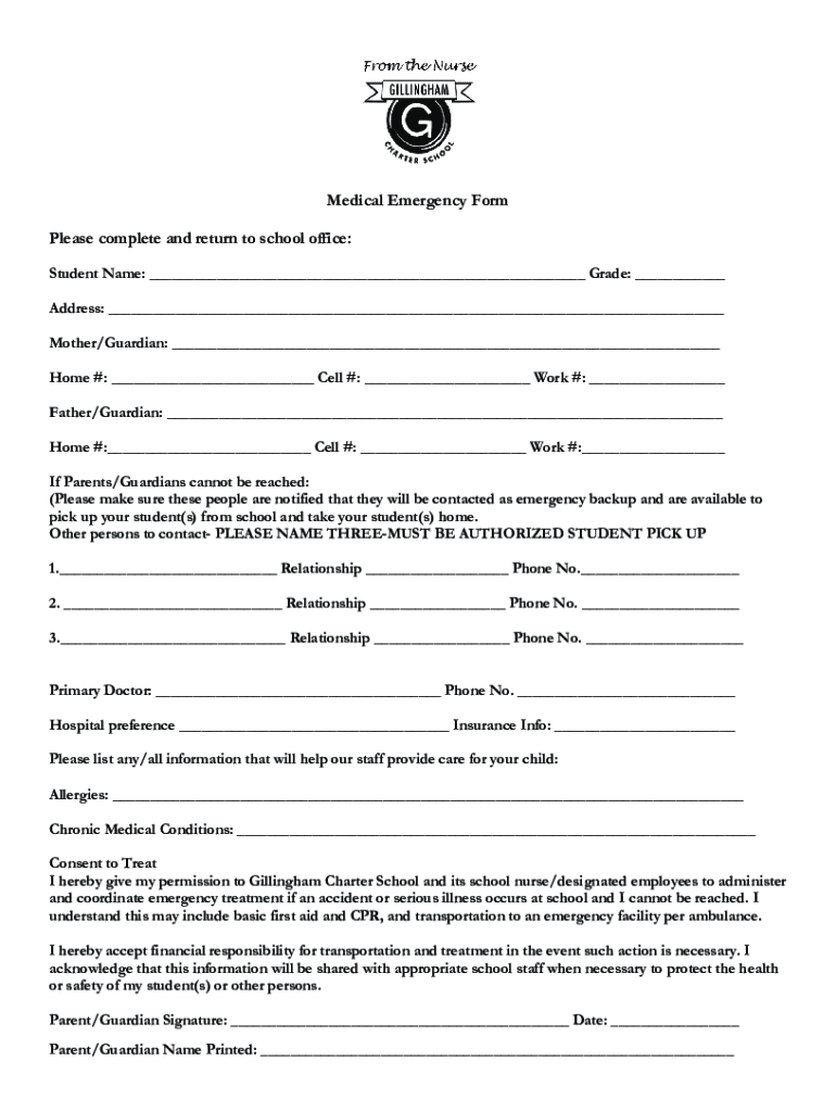 Fillable Online student health and emergency information form Fax Email ...