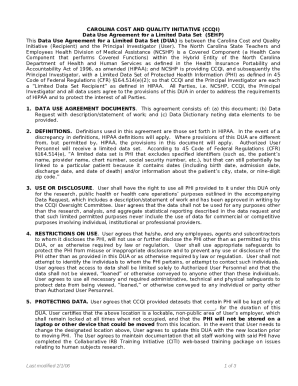Data Use Agreement for Limited Data Set - HIPAA Doc Template | pdfFiller