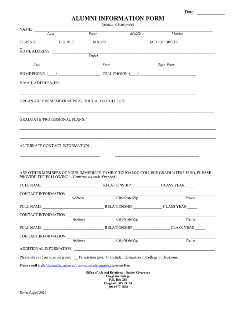 Fillable Online SENIOR CLEARANCE INFORMATION FORM UPDATE 4 2020.doc Fax ...