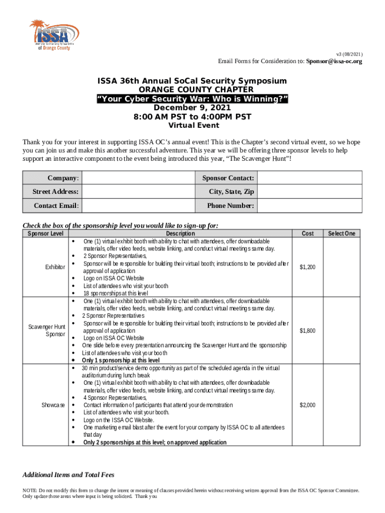 ISSA 36th Annual SoCal Security Symposium Doc Template | pdfFiller
