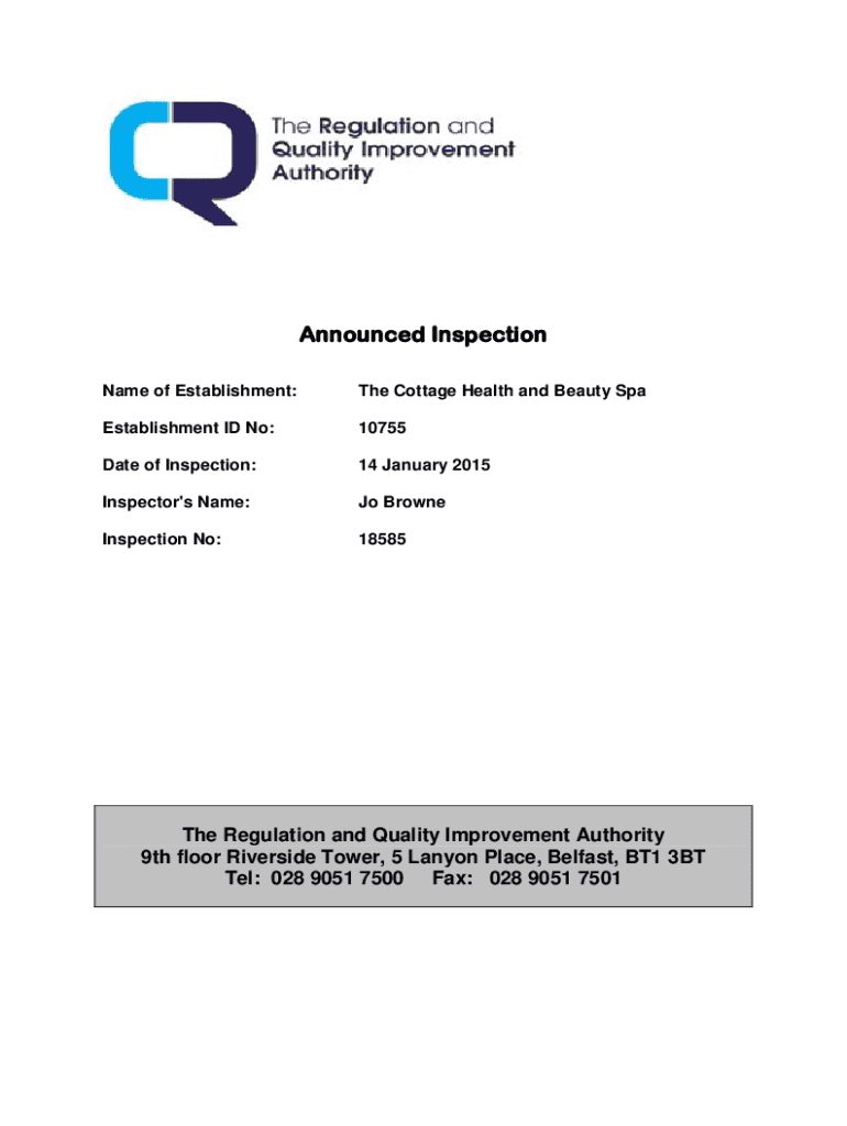 Fillable Online A completed Quality Improvement Plan from the inspection ... Fax Email Print ...