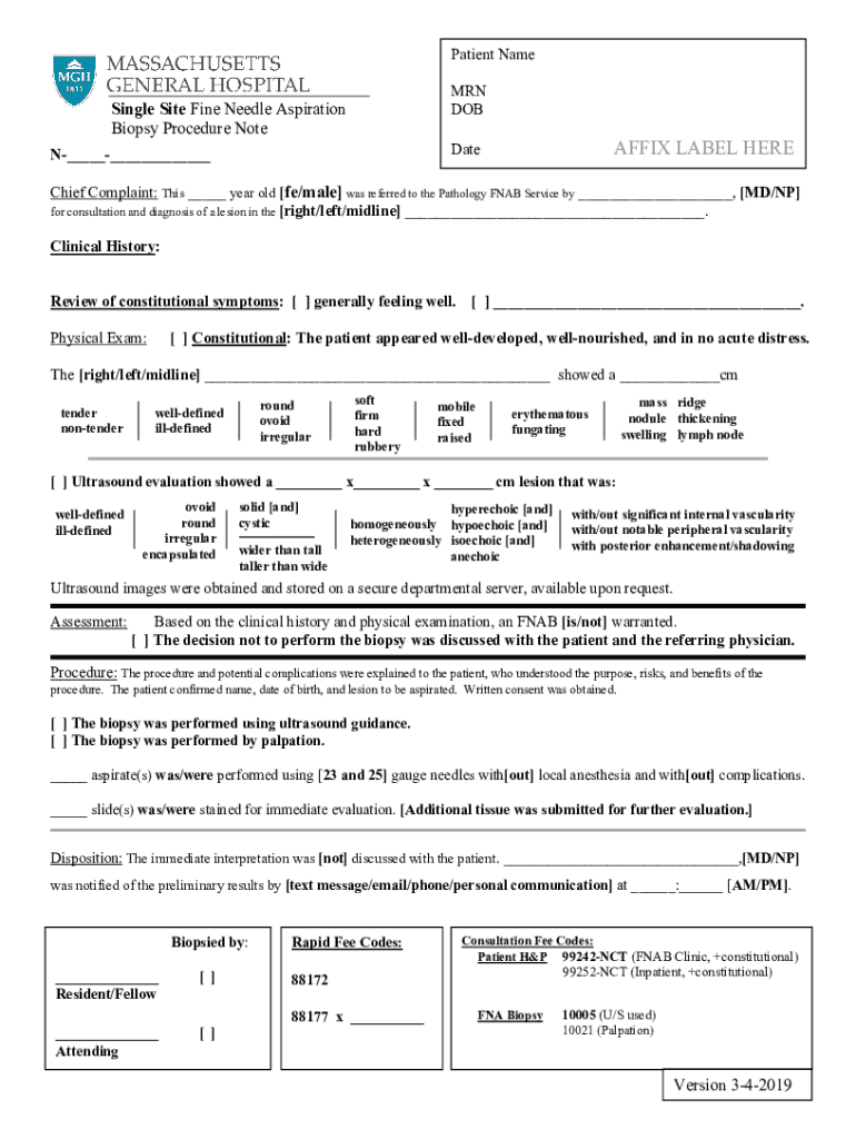 Fillable Online Fine Needle Aspirate (FNA) request completion ...