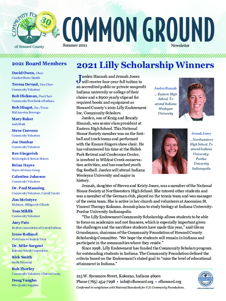 Fillable Online Lilly scholarship hamilton county Fax Email Print ...