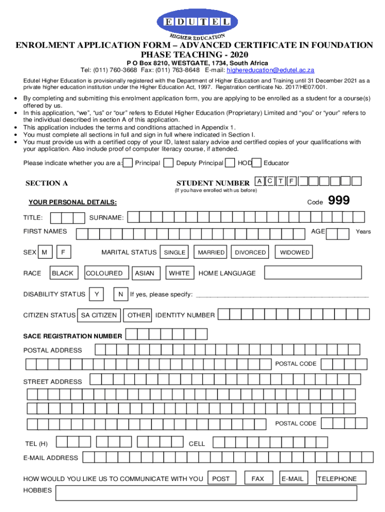 Fillable Online Edutel application form Fax Email Print - pdfFiller