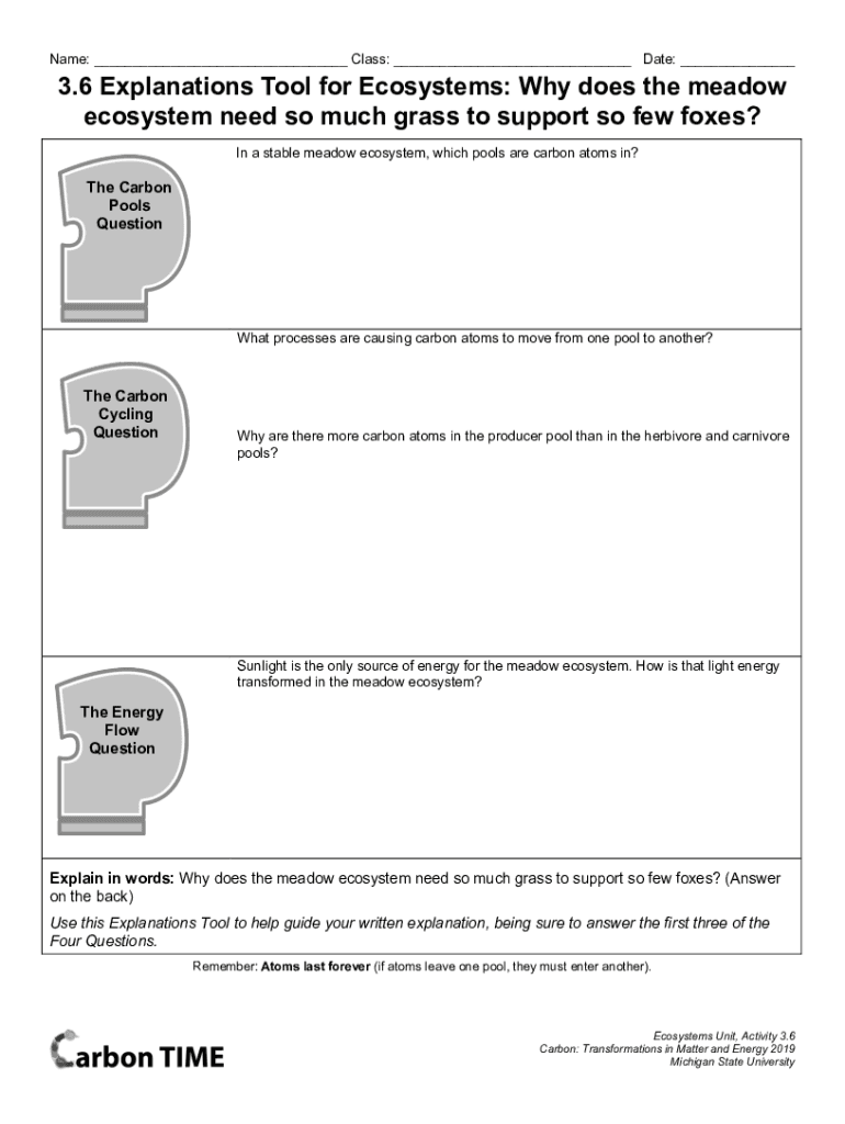 Fillable Online Activity 3.6: Telling the Ecosystems Story - Carbon ...