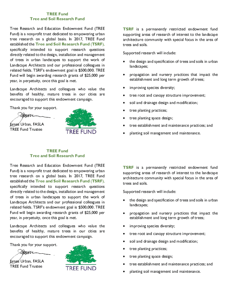 Fillable Online TREE Fund Tree and Soil Research Fund Tree Research and ...