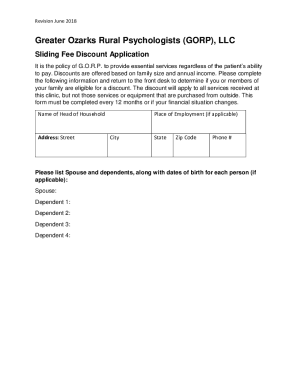Fillable Online Sliding Fee Scale and Application Fax Email Print ...