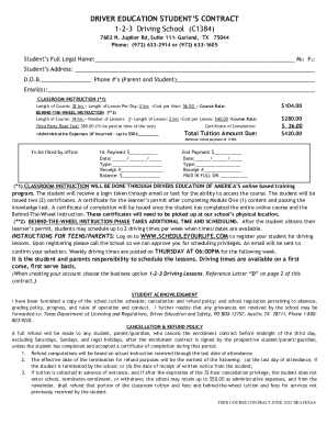 Fillable Online Adult Driving Lessons and Adult Drivers Education ...