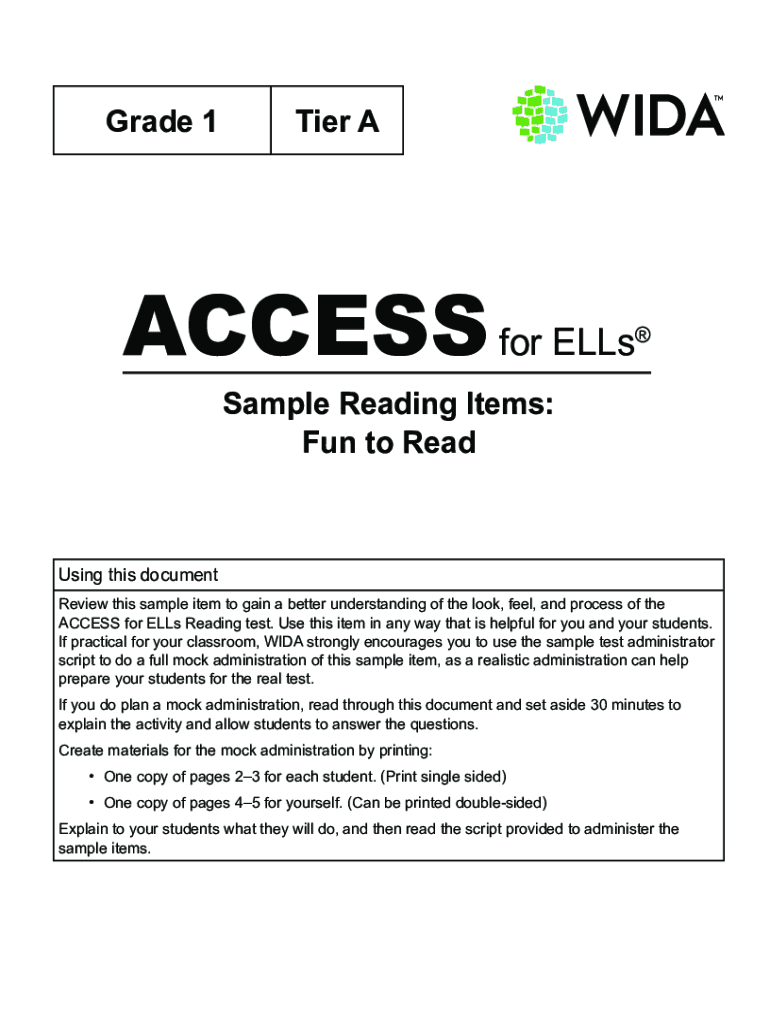 Fillable Online Grade 1, Tier A, Reading Fax Email Print - pdfFiller