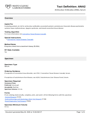 Fillable Online Antinuclear Antibodies (ANA), Serum - Mayo Clinic ...