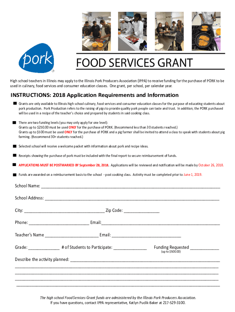 Fillable Online IL PORK: FOOD SERVICE GRANT Fax Email Print - pdfFiller