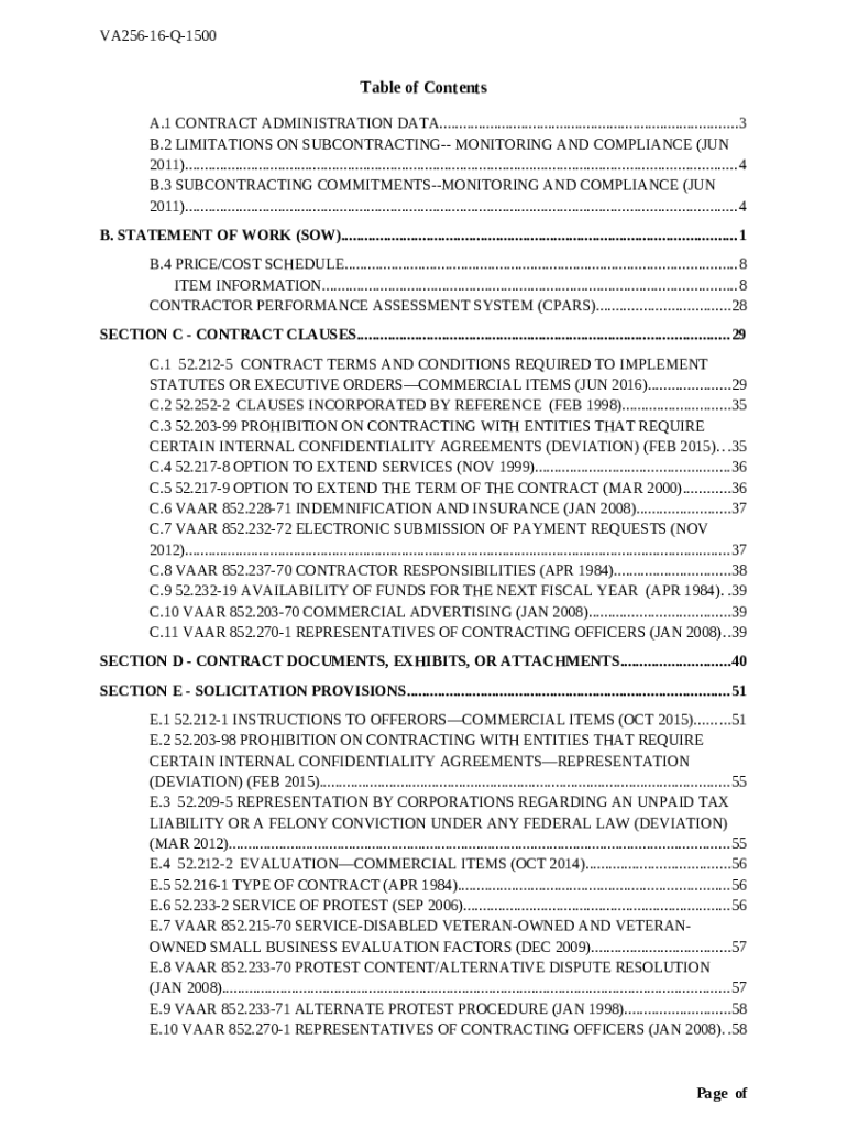 852.219-75 VA Notice of Limitations on Subcontracting Doc Template ...