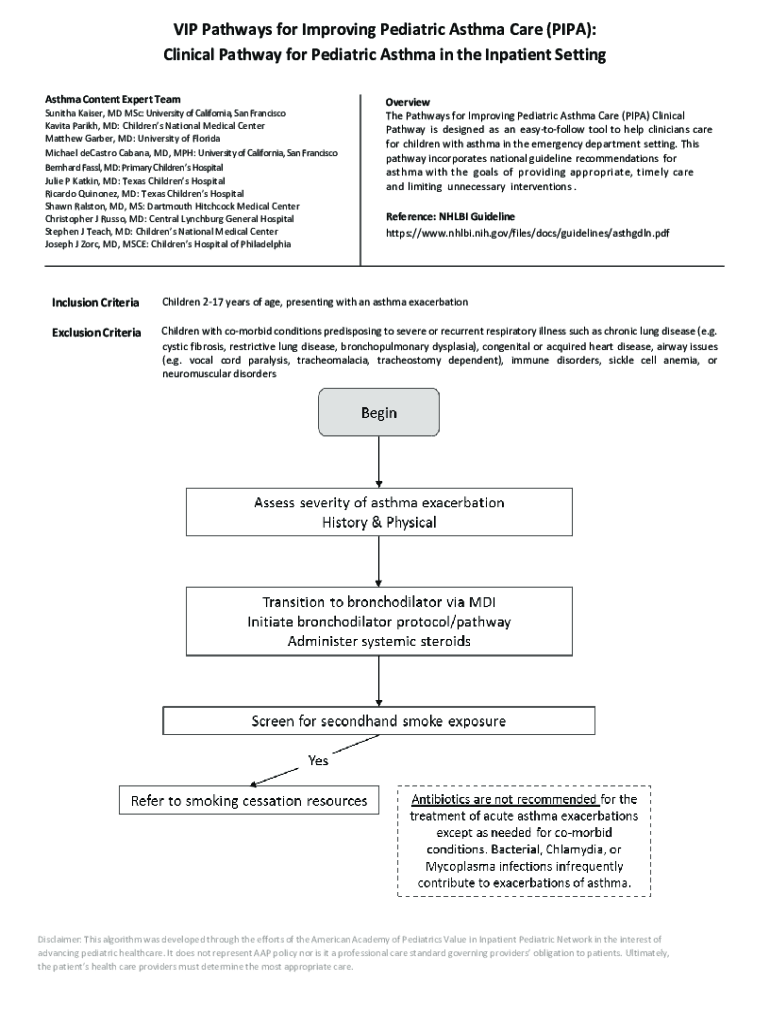 Fillable Online Pathways for improving inpatient Pediatric Asthma Care ...