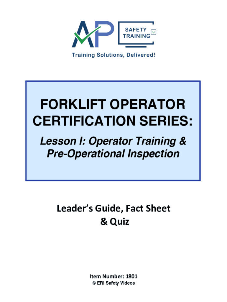 Fillable Online Forklift Operator Certification Series: Lesson One Fax ...
