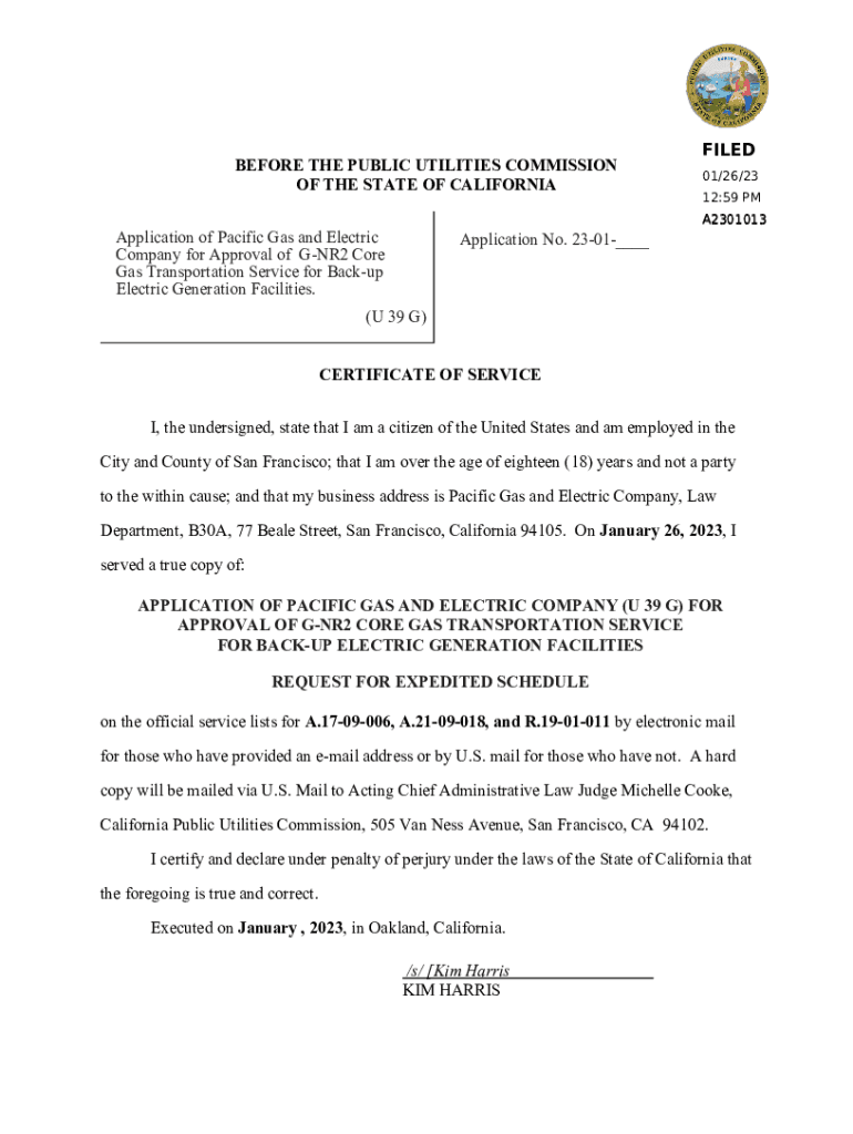 Fillable Online docs cpuc ca 2023 GENERAL RATE CASE APPLICATION OF ...