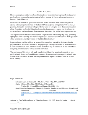 Fillable Online Homebound Instruction:Handbook on Services to Pupils ...