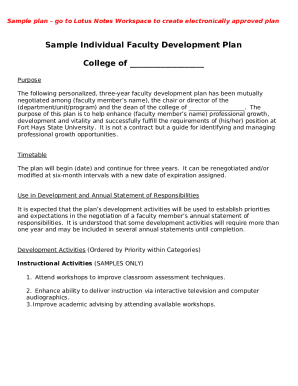 faculty dev plan sample. Sample plango to Lotus Notes Workspace to ...
