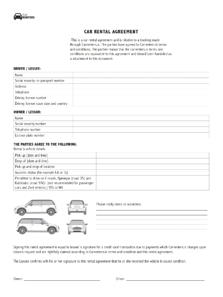 Fillable Online Simple Car Rental Agreement SamplePDF Fax Email Print ...