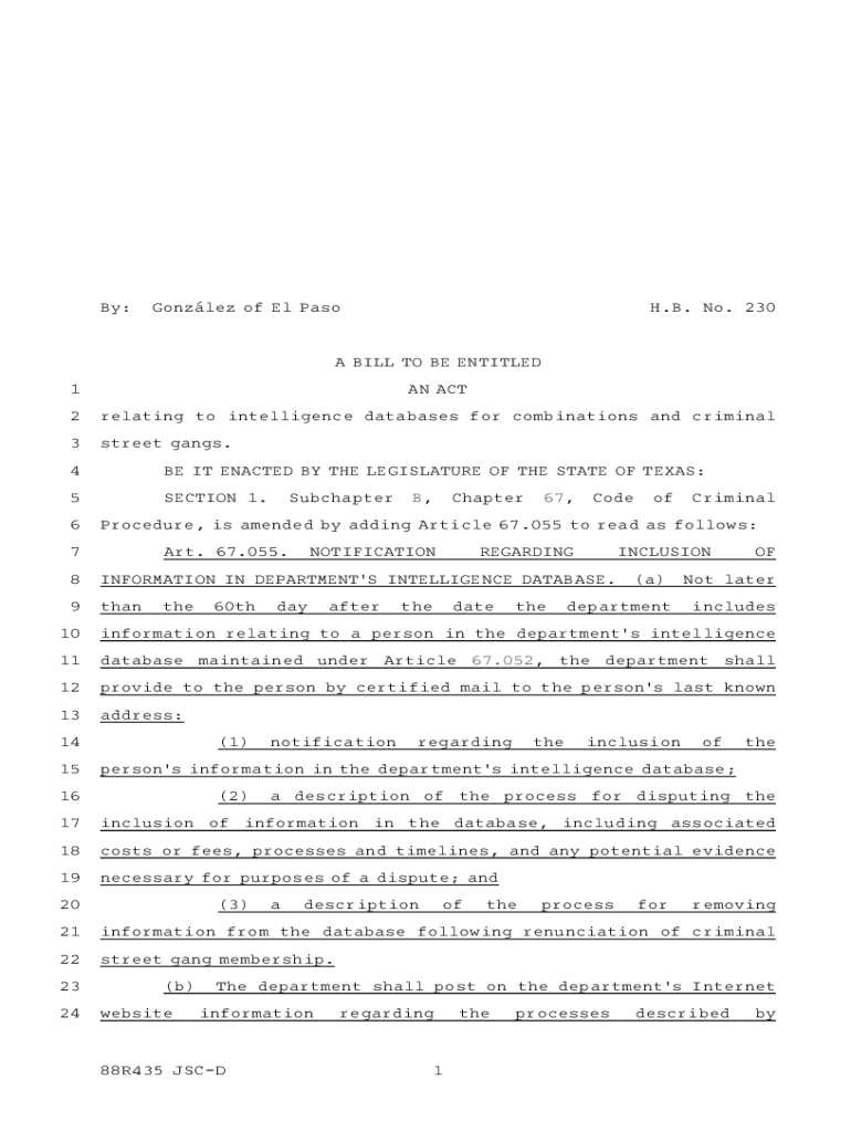 Fillable Online The Current State of Gang Database Legislation and How ...
