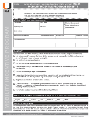 Fillable Online Mobility Incentive Program Benefits - Parking and ...