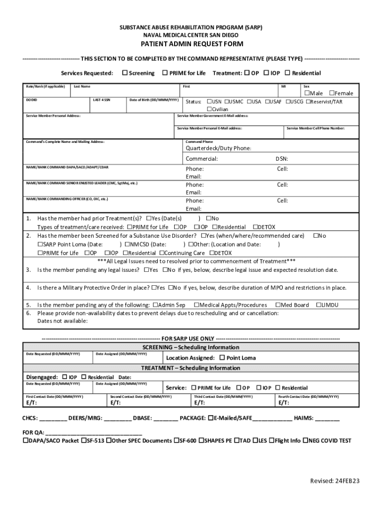 Fillable Online PATIENT ADMIN REQUEST FORM Fax Email Print - pdfFiller