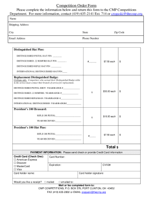 Fillable Online Competition Order Form Total $ Fax Email Print - pdfFiller