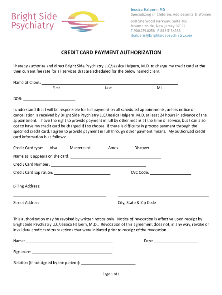 Fillable Online Credit Card Payment Authorization.docx Fax Email Print - pdfFiller