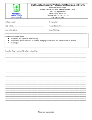 Fillable Online CIS Discipline Specific Professional Development Form ...