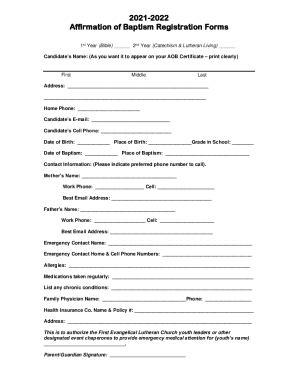 Fillable Online Registration Form; for Catechism Fax Email Print ...