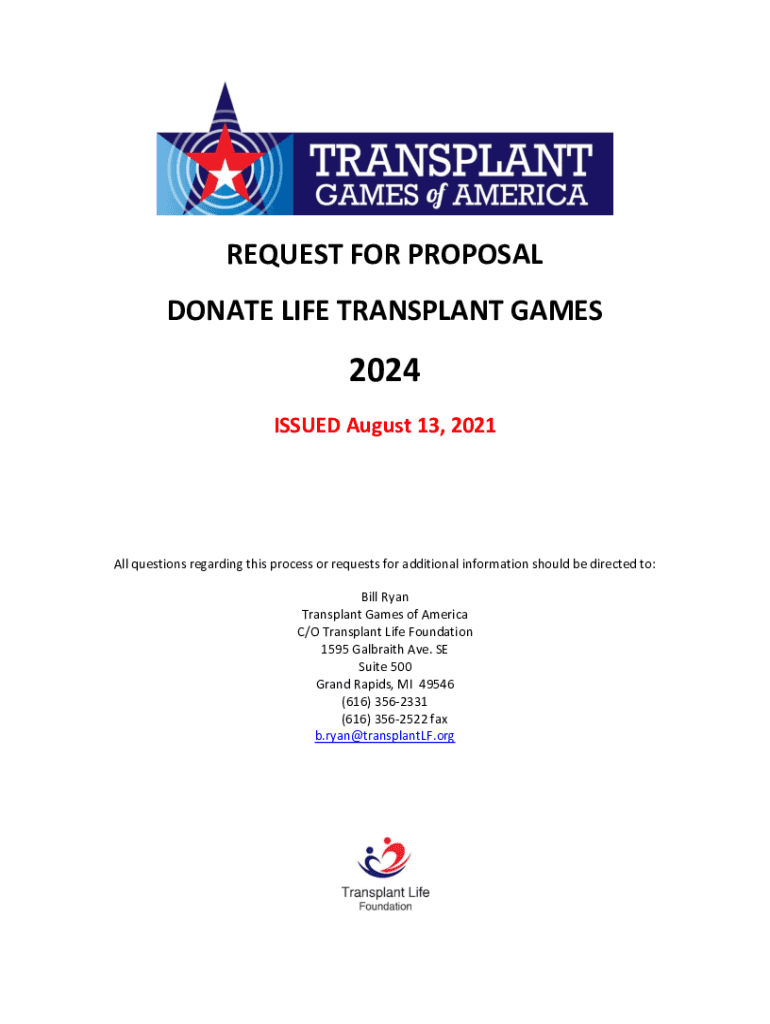 Fillable Online REQUEST FOR PROPOSAL DONATE LIFE TRANSPLANT GAMES Fax ...