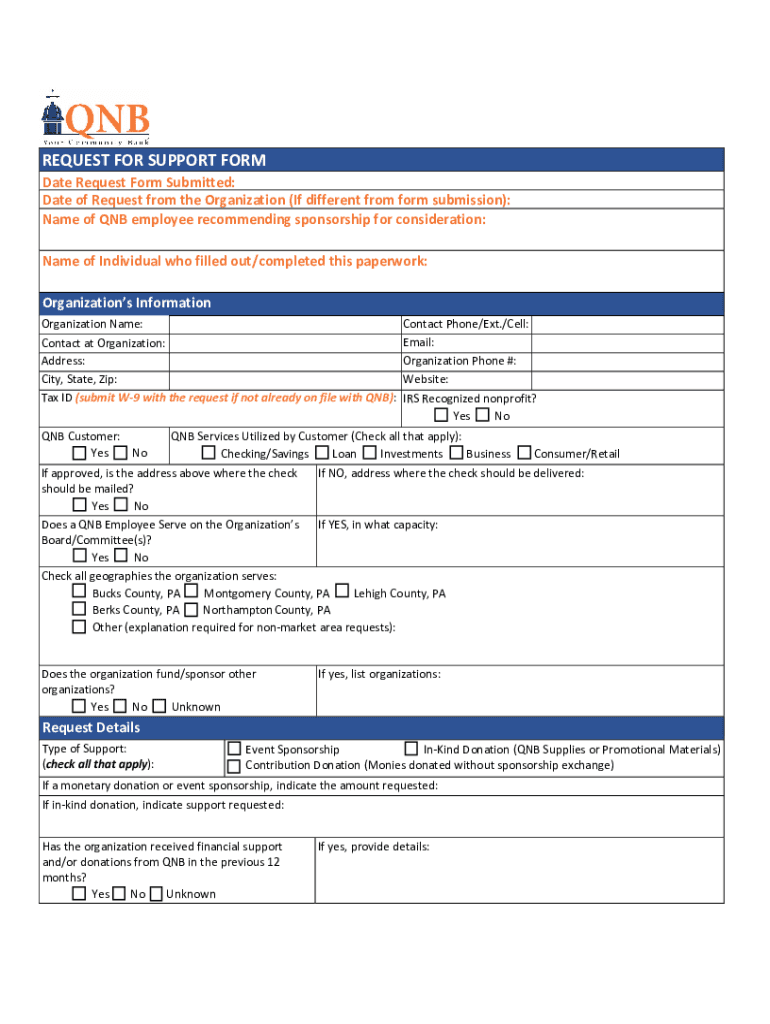 Fillable Online REQUEST FOR SUPPORT FORM Fax Email Print - pdfFiller