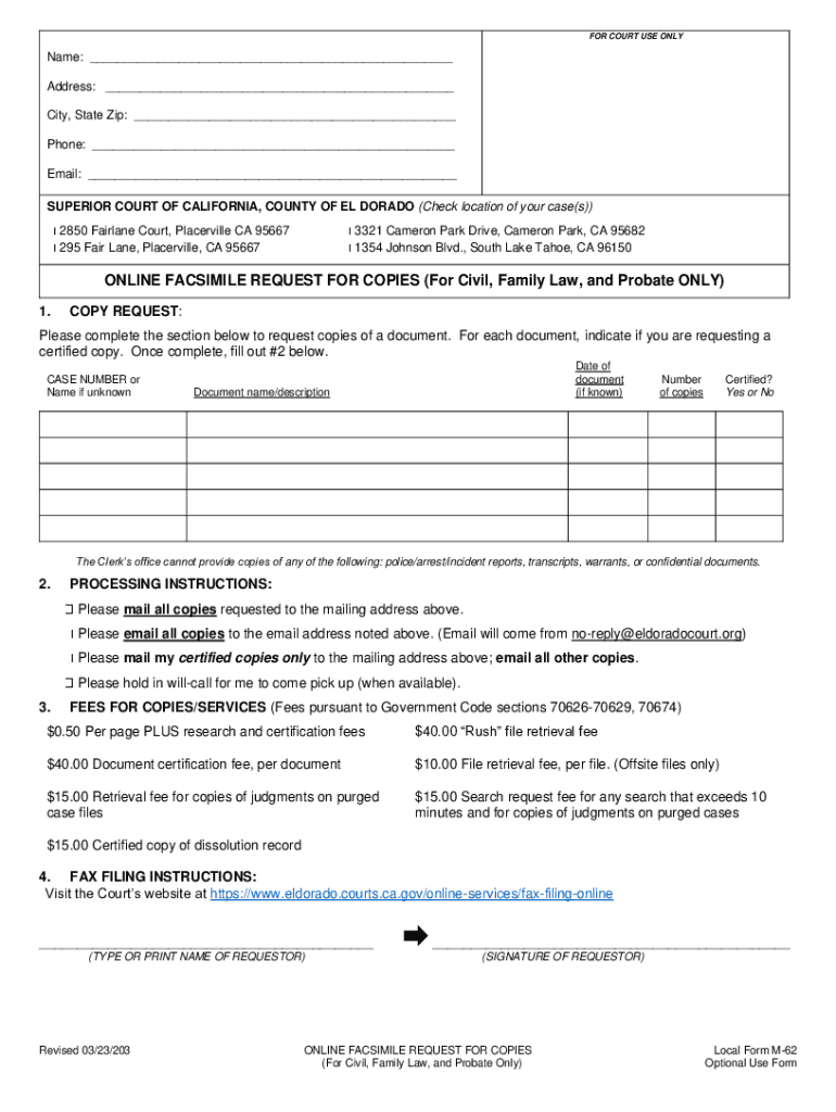 Fillable Online ONLINE FACSIMILE REQUEST FOR COPIES (For Civil, ... Fax Email Print - pdfFiller
