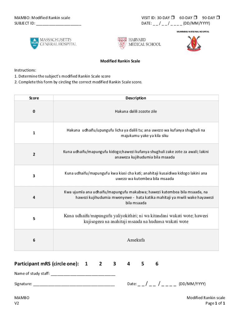 Fillable Online Modified Rankin scale Fax Email Print - pdfFiller
