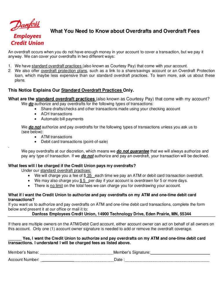 Fillable Online What Is Overdraft Protection? How It Works and Do You ...