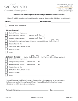 Fillable Online Residential Interior (Non-Structural) Remodel ...