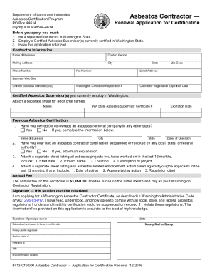 Fillable Online Asbestos Contrator Application for Certification ...