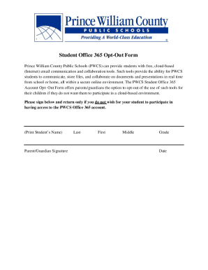 Fillable Online Student Office 365 Opt-Out Form Fax Email Print - pdfFiller