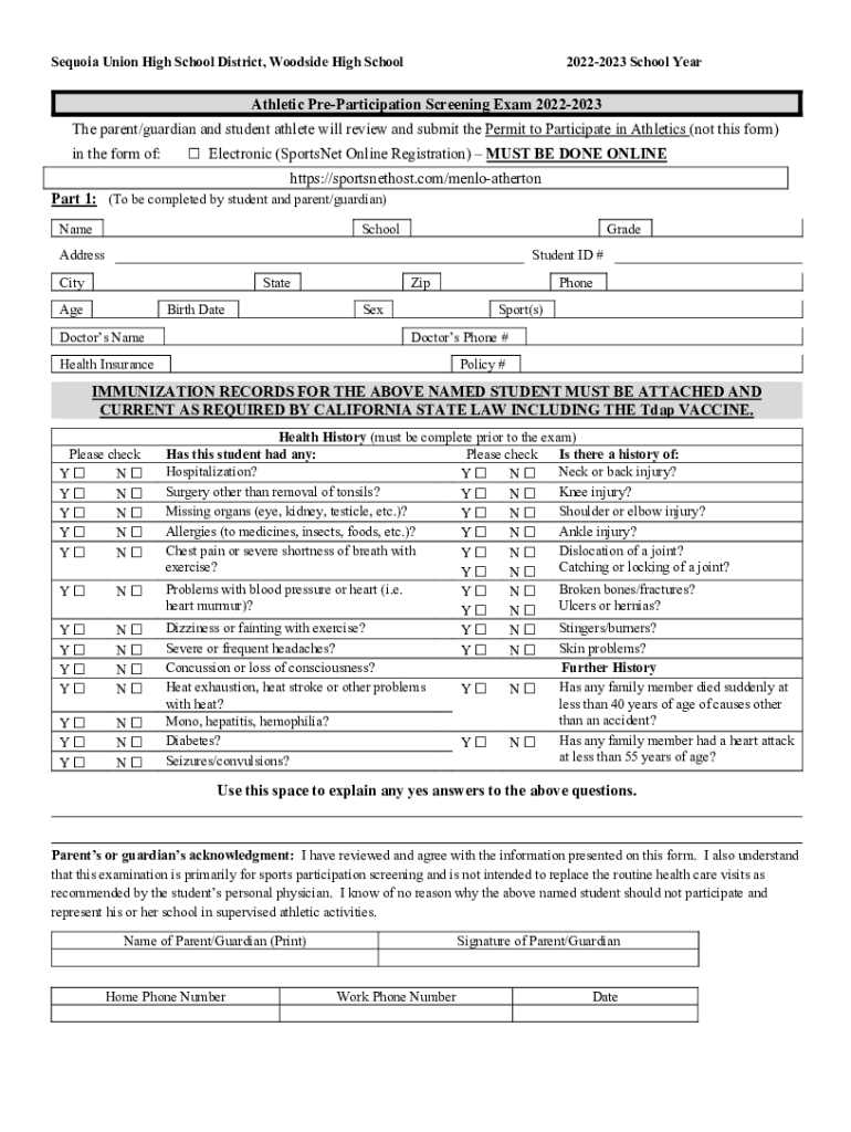 Fillable Online WHS Physical Exam Form 22-23 .docx Fax Email Print ...