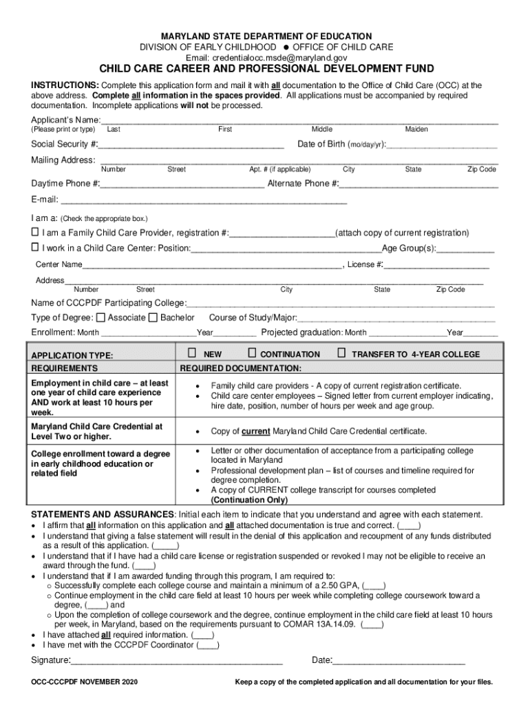 Child care career and professional development fund: Fill out & sign online | DocHub