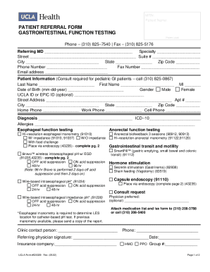 Fillable Online patient referral form gastrointestinal function testing ...