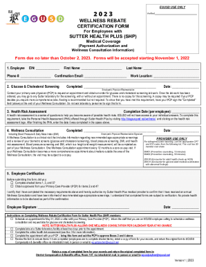 Fillable Online WELLNESS REBATE CERTIFICATION FORM SUTTER HEALTH ...