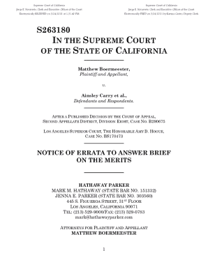 Fillable Online s263180 - notice of errata to answer brief on the ...