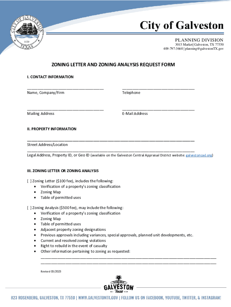 Fillable Online ZONING LETTER AND ZONING ANALYSIS REQUEST FORM Fax ...
