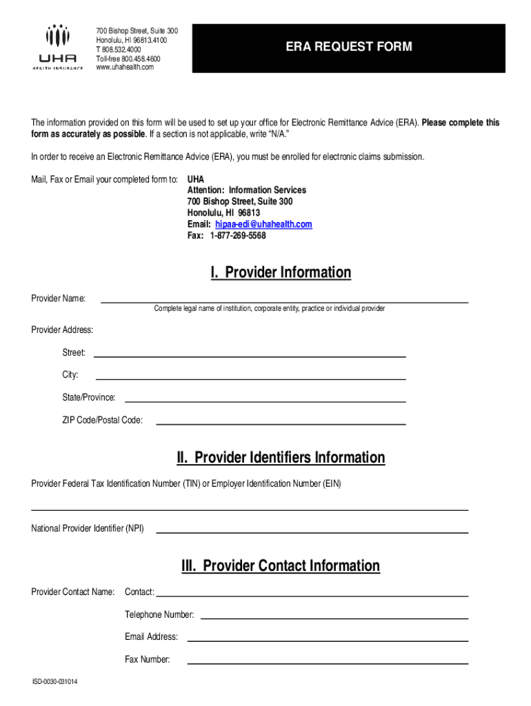 Fillable Online ISD-0030-031014 ERA Request Form. ISD-0030-031014 ERA Request Form Fax Email ...