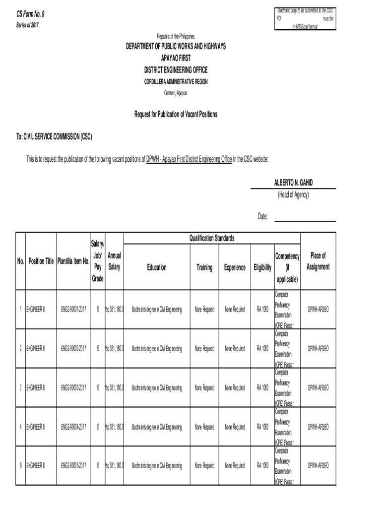 Fillable Online 1/5 CS Form No. 9 To Fax Email Print - pdfFiller