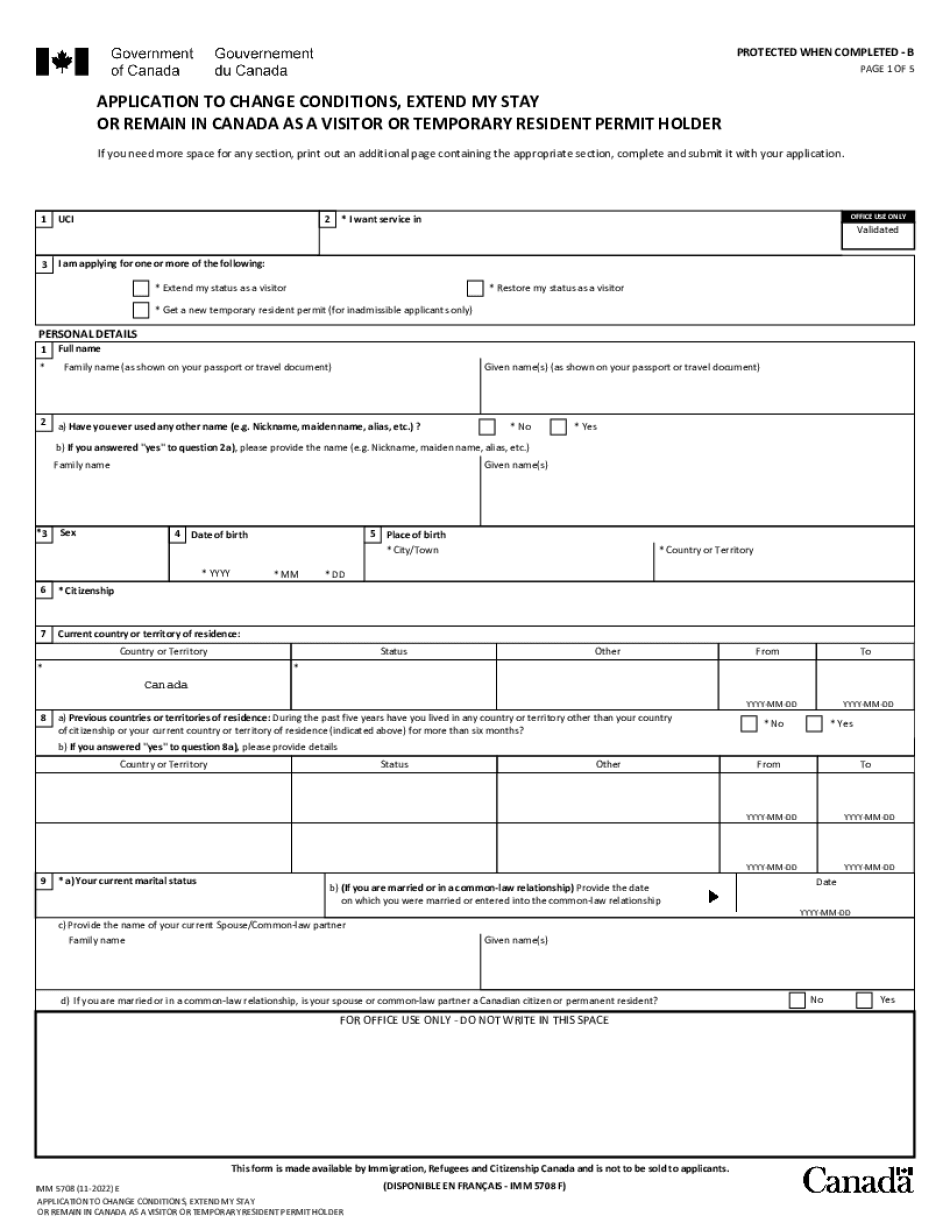 Canada IMM 5708 (Formerly IMM 1249) 2022-2023 - Printable Blank PDF Online