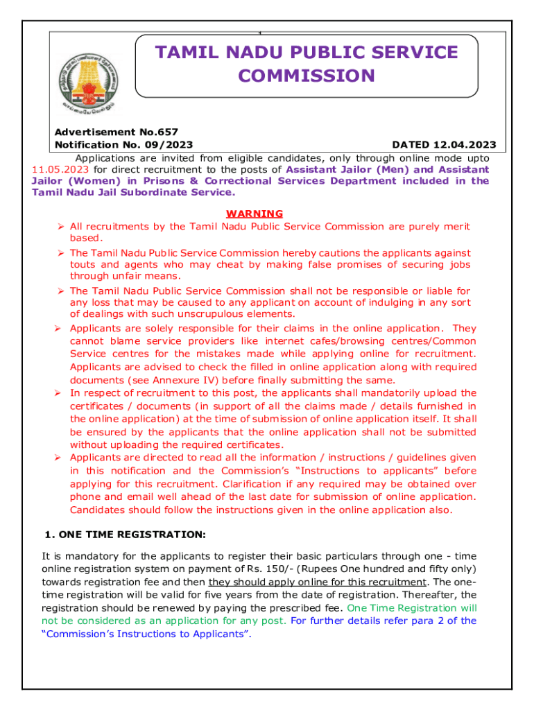 Fillable Online TNPSC Assistant Jailor Recruitment 2023 Online Form Fax ...