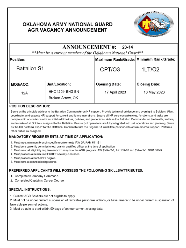 Fillable Online ok ng Georgia National Guard HRO Group-AGR and TECH Job ...