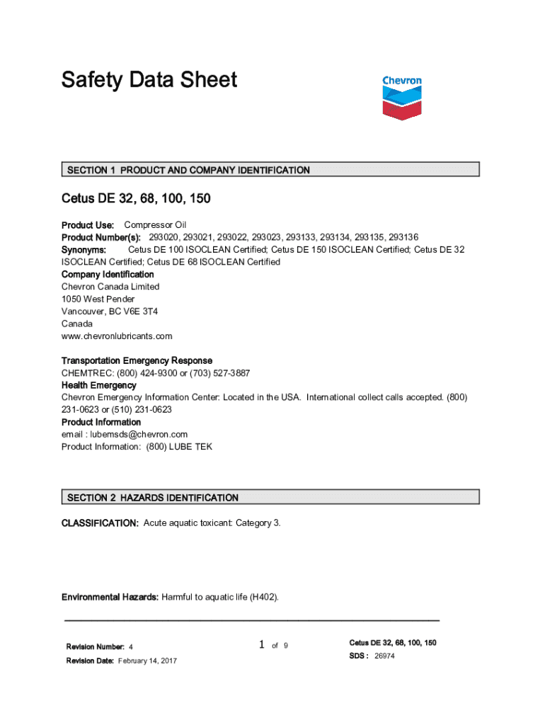 Fillable Online SAFETY DATA SHEET - Sullair Fax Email Print - pdfFiller