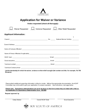 Fillable Online Request for Waiver or Variance Fax Email Print - pdfFiller
